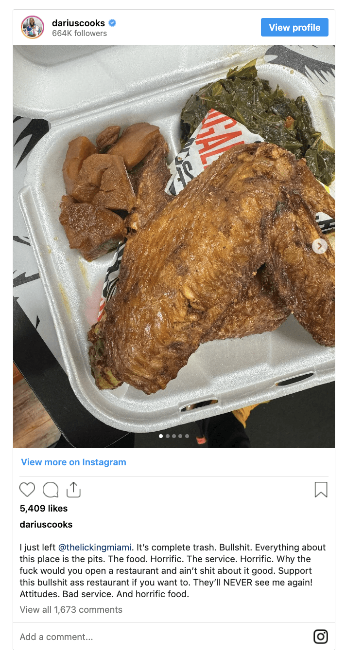 Darius Cooks Attacked By Miami Restaurant Owner Over Bad Review, Police ...